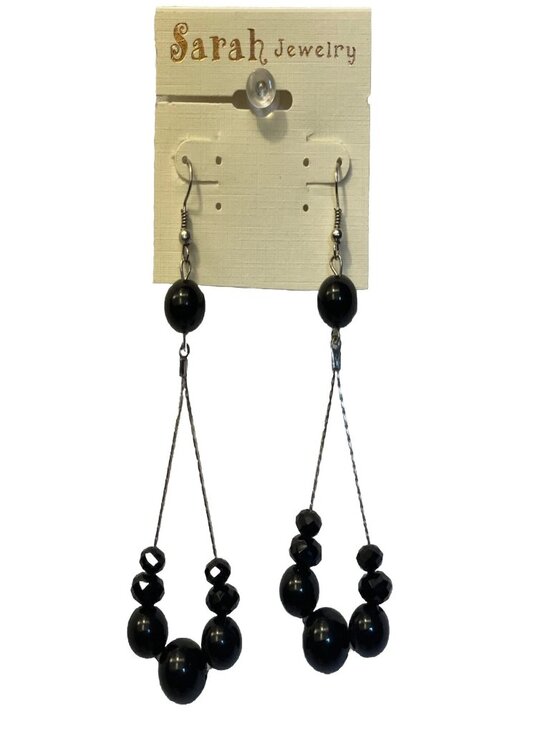 Sarah | Jewelry | Sarah Jewelry Black Beaded Drop Dangle Earrings 35 ...